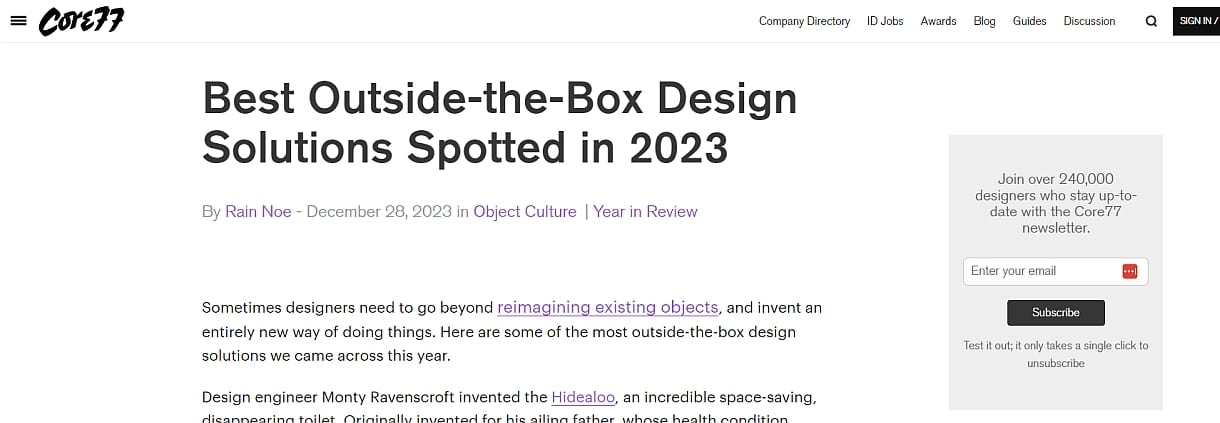 Core77 Best Outside-the-Box Design Solutions 2023 - Hidealoo